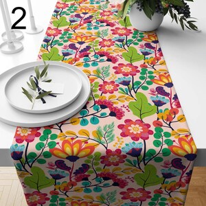 Floral Table Runner, Flowers Print Table Runner, Pink Floral Table ...