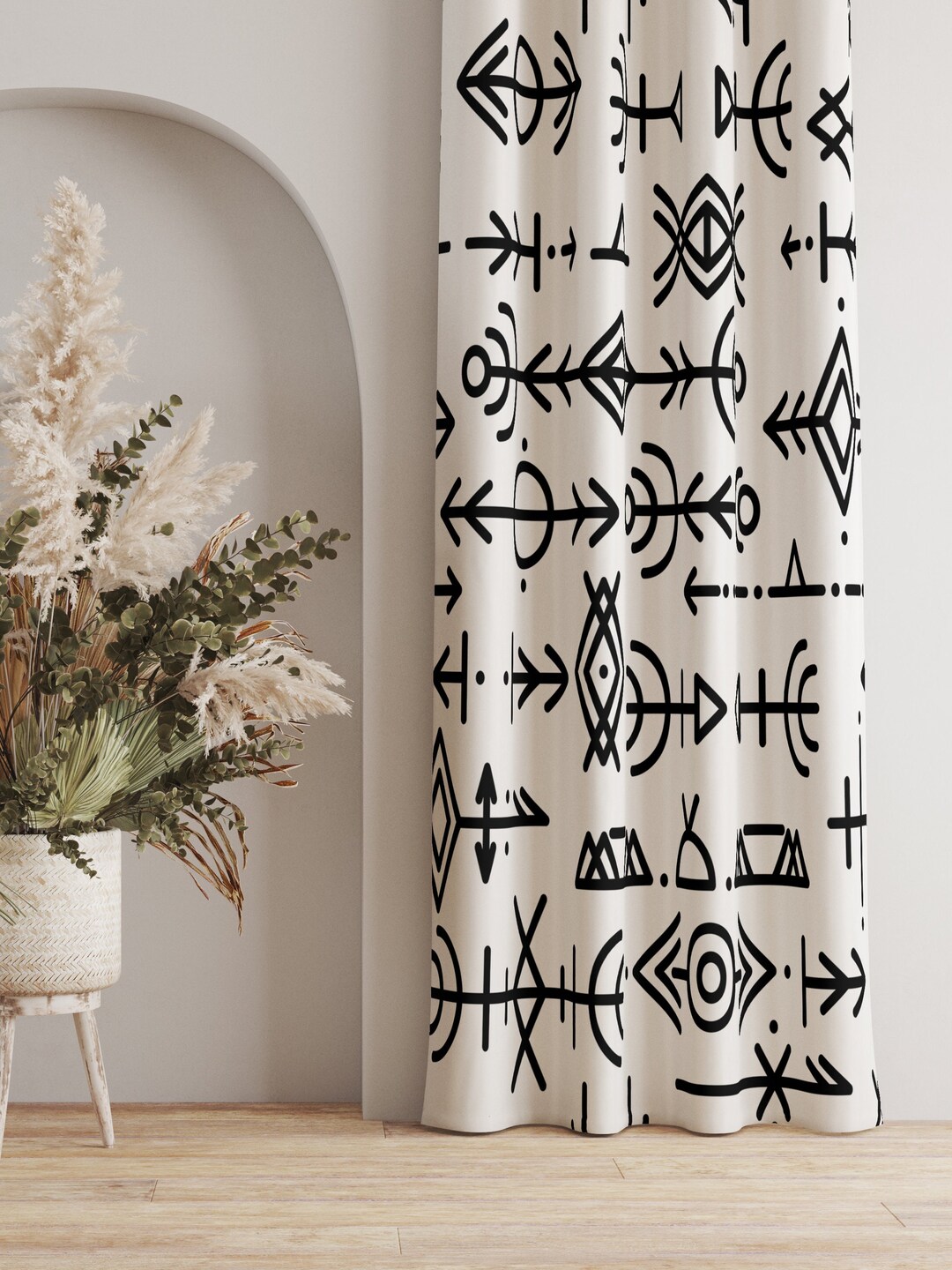 Ethnic Pattern Panel Curtains, Panel Rug Design Curtain, Boho Ethnic ...