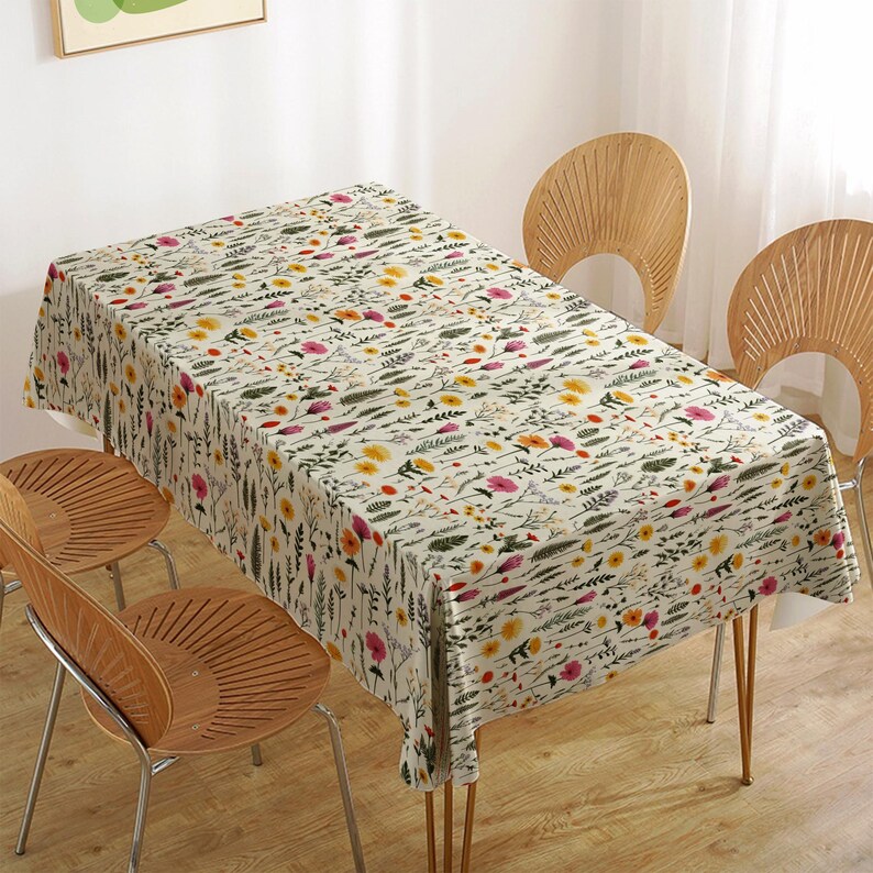 Wildflower Tablecloth, Floral Table Cloths, Cottagecore Kitchen Table ...