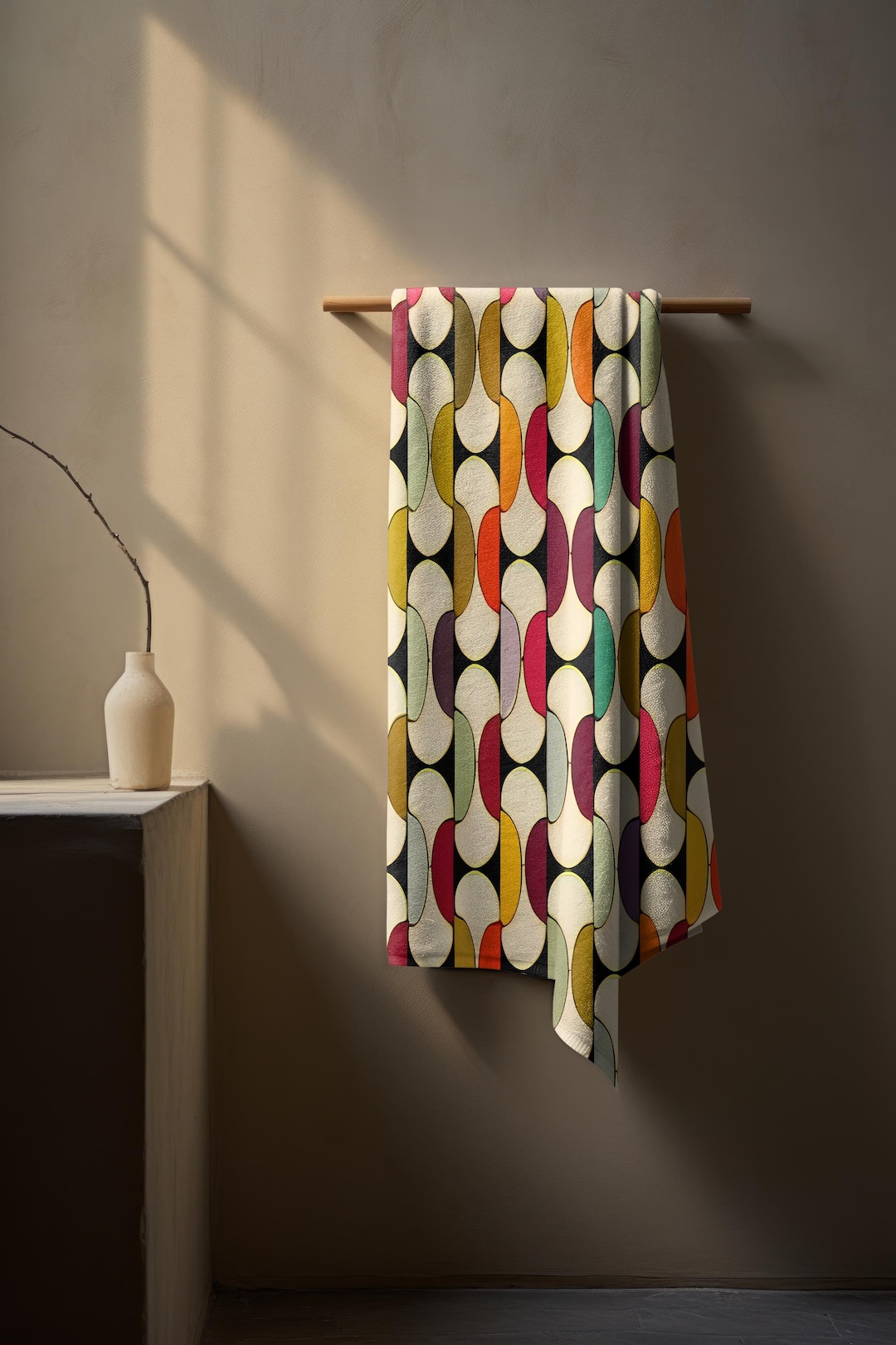 Retro Towels, 70s Retro Print Hand Towels, Mid Century Beach Towels ...