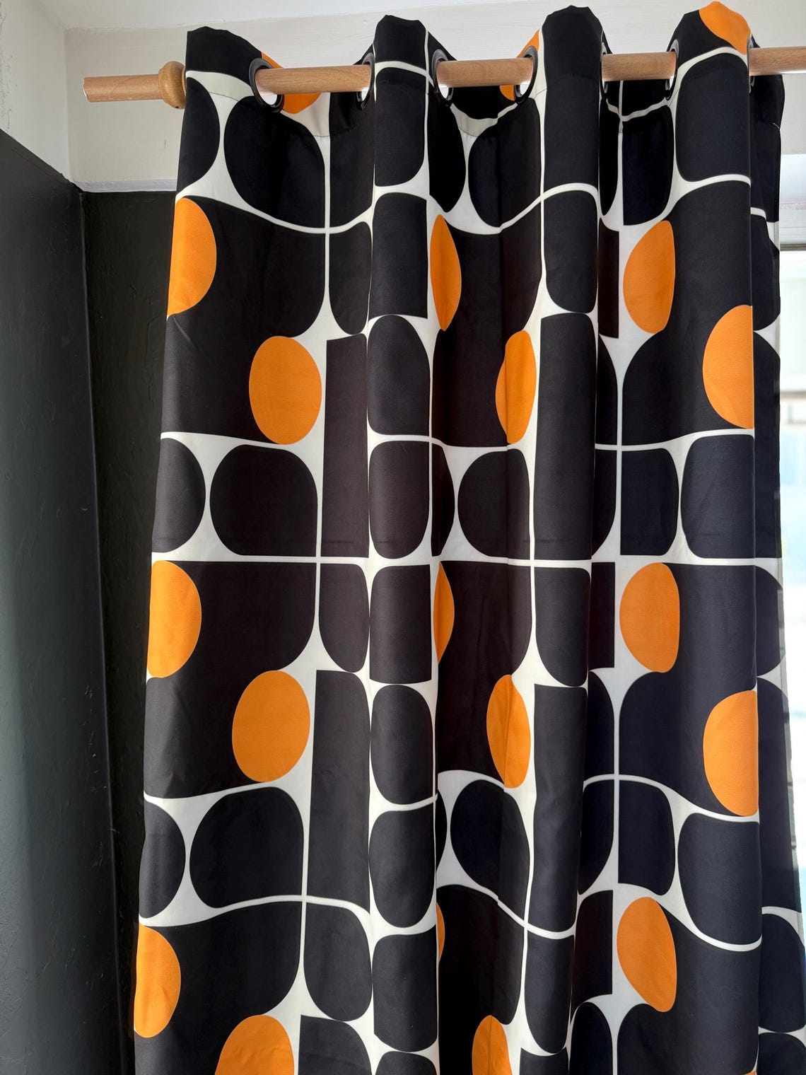 Retro Bauhaus Curtains, Mid Century Modern Curtain Panels, 70s Retro ...