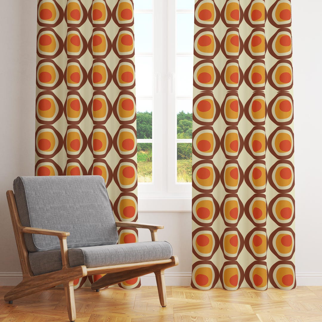 Mid Century Modern Curtain Panels, 70s Retro Curtains, Mcm Curtain ...