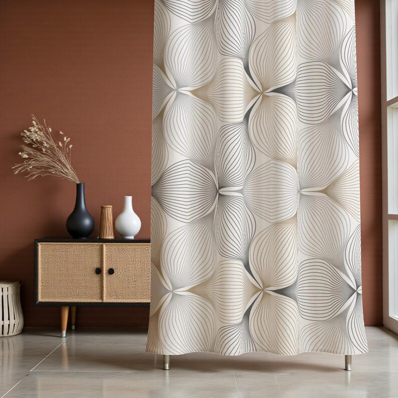 Mid Century Modern Curtain Panels, 70s Retro Printed Curtains, Modern ...