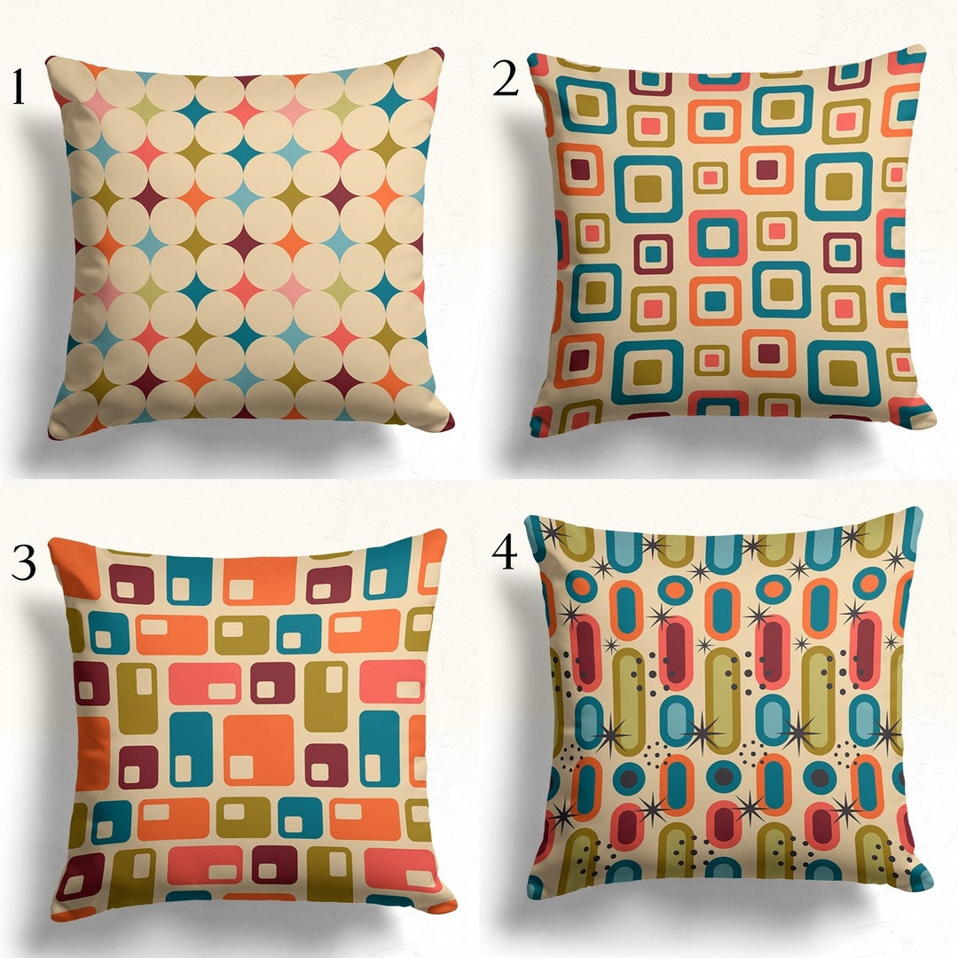 Mid Century Modern Pillow Cover, Retro Vintage Cushion Cover, 70s Style ...