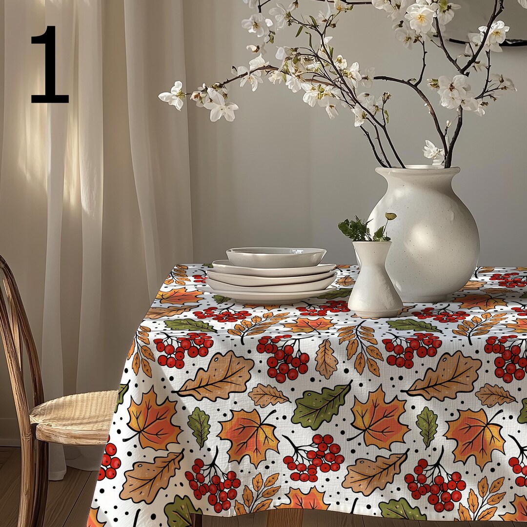 Fall Leaves Table Cloths, Autumn Floral Table Cover, Autumn Seasonal ...