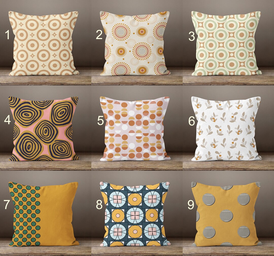 Mid Century Modern Pillow Cover, Retro Vintage Cushion Cover, 70s Style ...