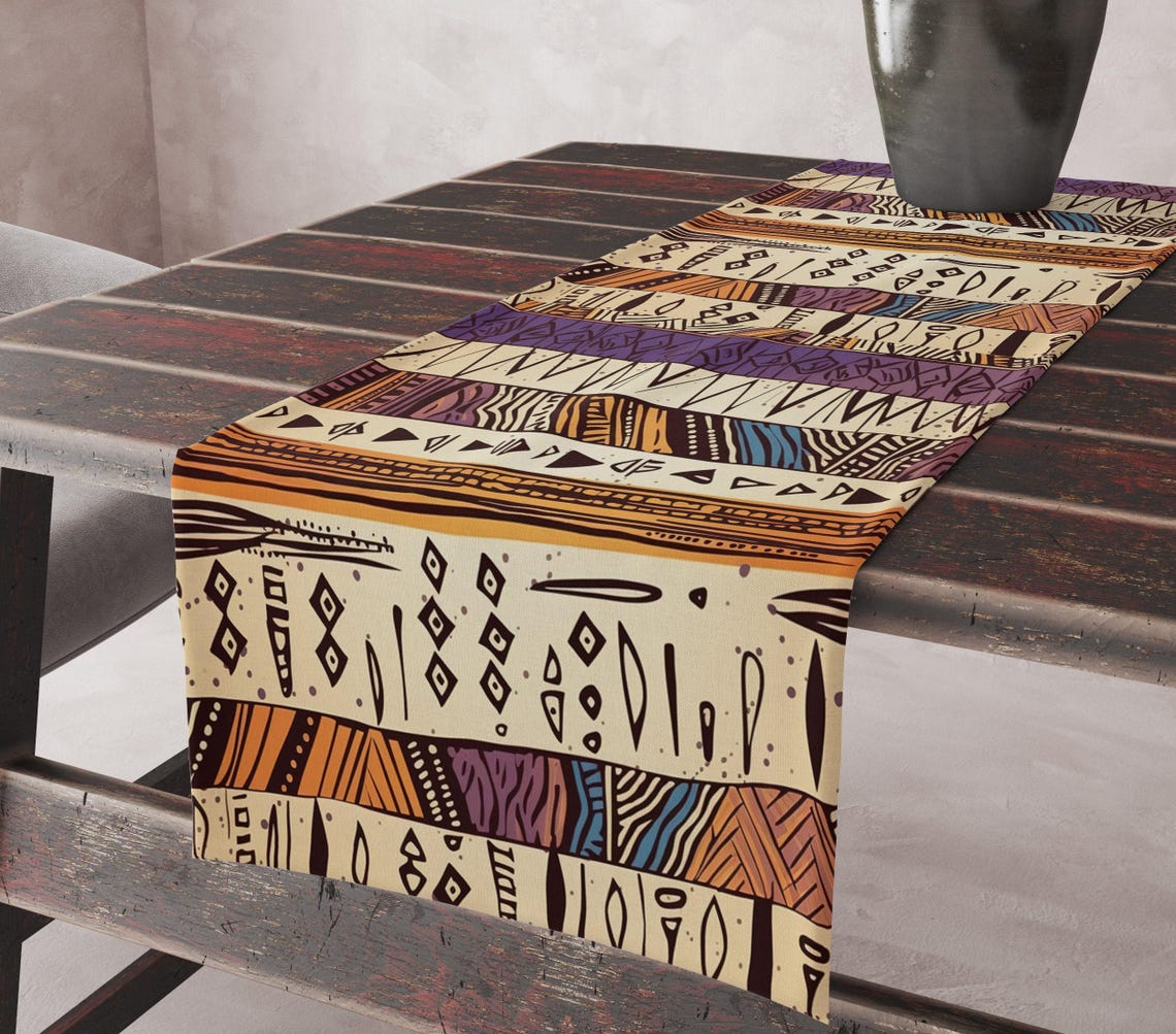 Ethnic Table Runner, Terracotta Southwestern Table Runner, African ...