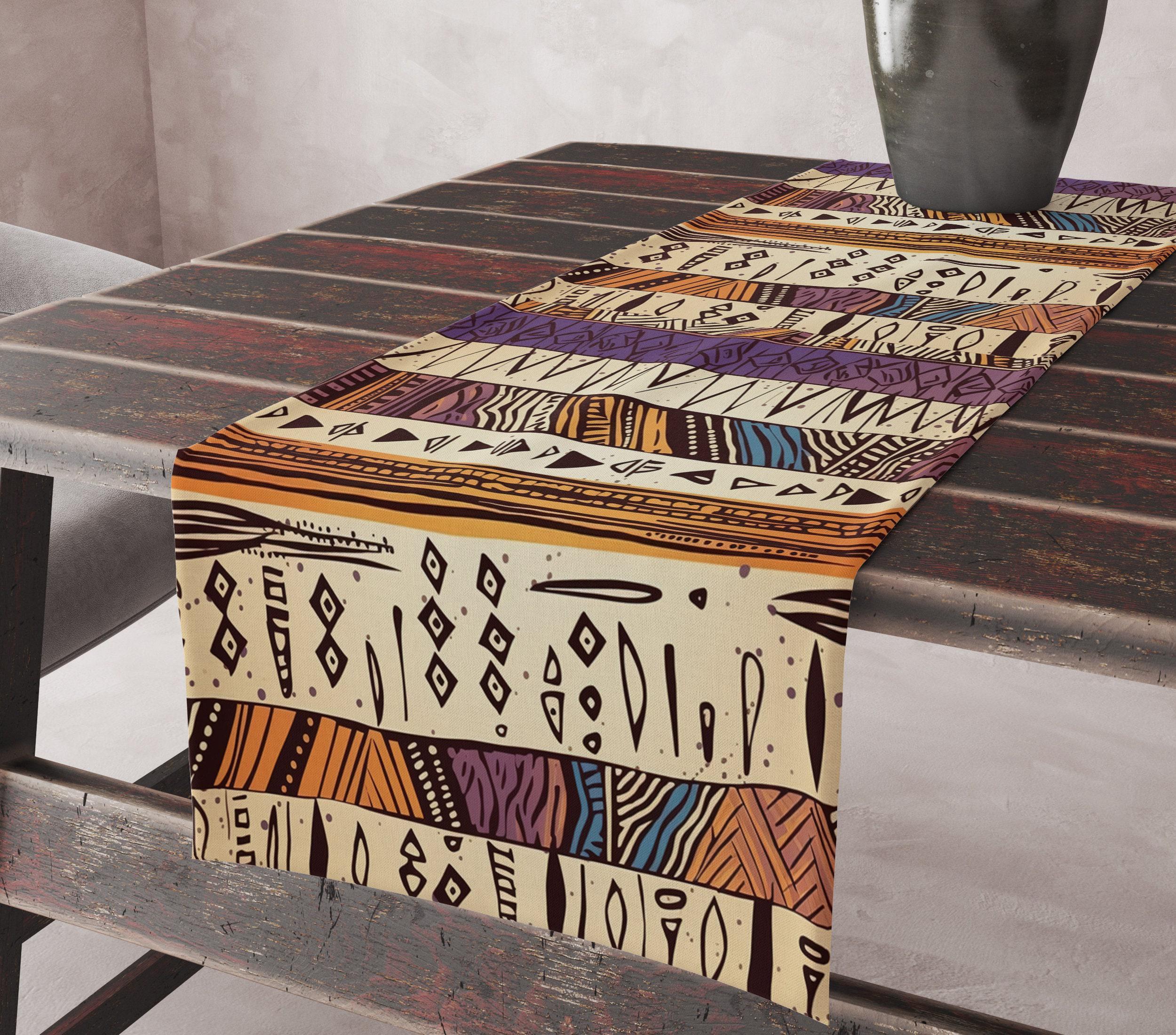 Ethnic Table Runner, Terracotta Southwestern Table Runner, African ...
