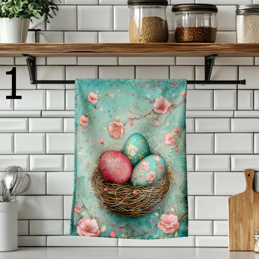 Easter Tea Towels, Easter Eggs Dish Towel, Cute Easter Hand Towel ...