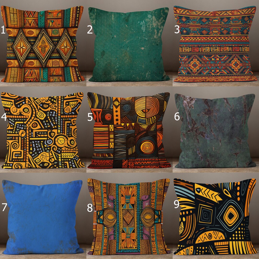 Aztec Throw Pillow Covers, Terracotta Aztec Cushion Covers, Tribal ...