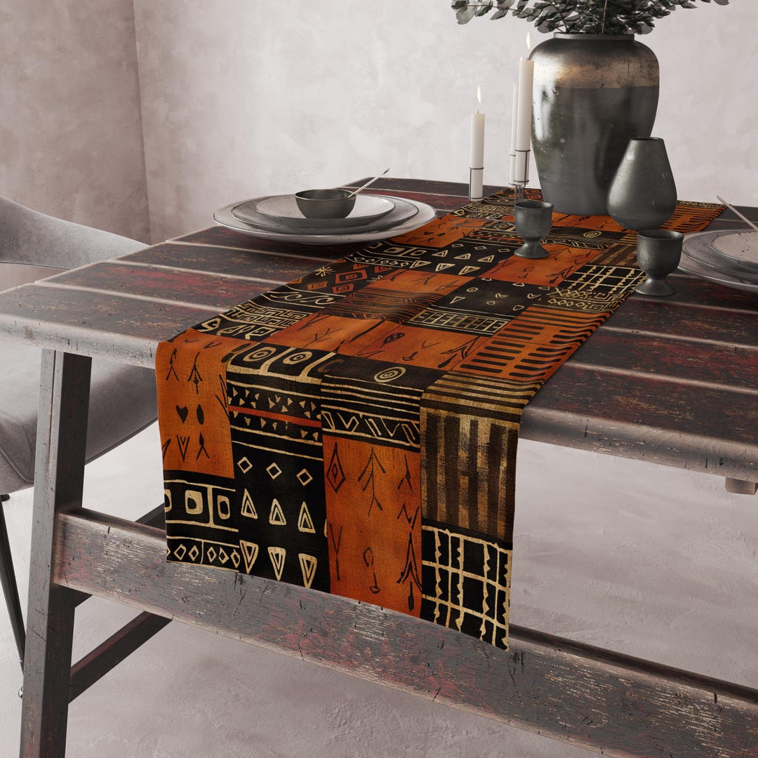 Colorful African Table Runners, Boho Ethnic Table Runner, Vibrant ...