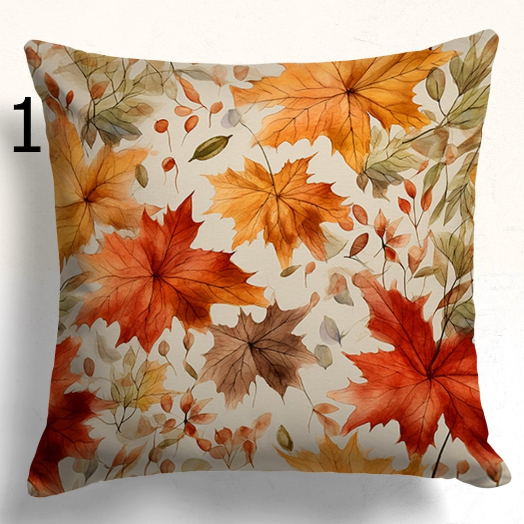 Autumn Throw Pillow Cover, Fall Leaves Cushion Cover, Autumn Berry ...