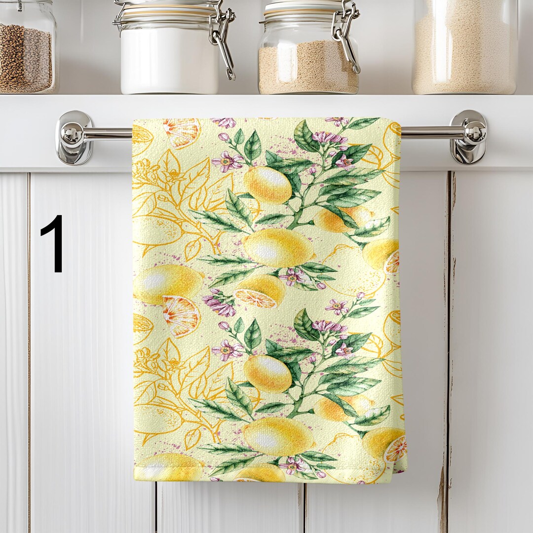 Pano de prato floral de limão, panos de chá cítricos, decoração de ...