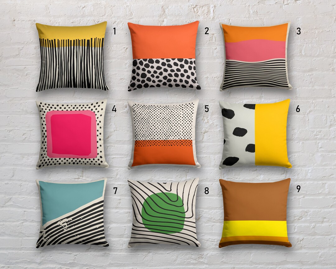 Retro Abstract Pillow Cover, Boho Abstract Pillow Case, Mid Century ...