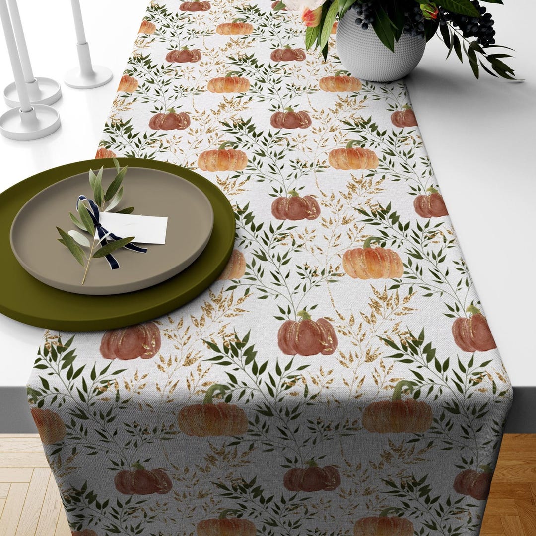 Fall Table Runner, Thanksgiving Pumpkin Table Runner, Fall Pumpkin ...