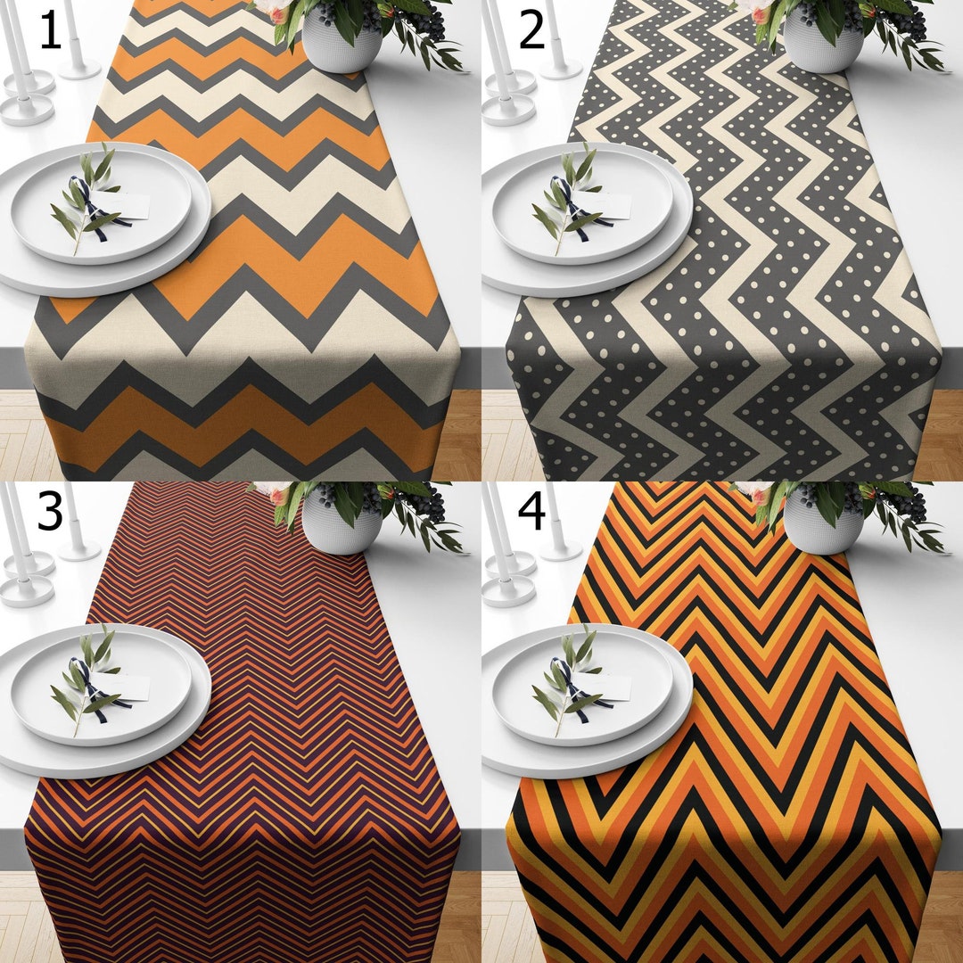 Retro Table Runner, 70s Table Runner, Mid Century Zigzag Table Runner, Retro Party Table Decor ...