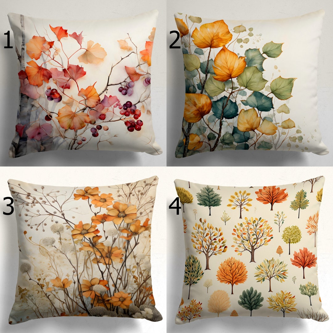 Autumn Throw Pillow Cover, Fall Leaves Cushion Cover, Autumn Pillow Covers, Autumn Gift, Fall ...