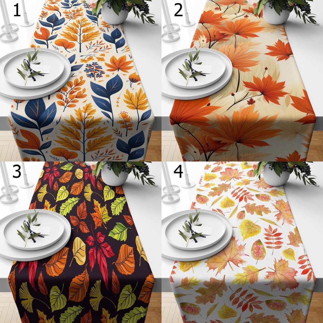 Fall Table Runner, Autumn Leaves Table Runner, Fall Orange Leaf Table ...