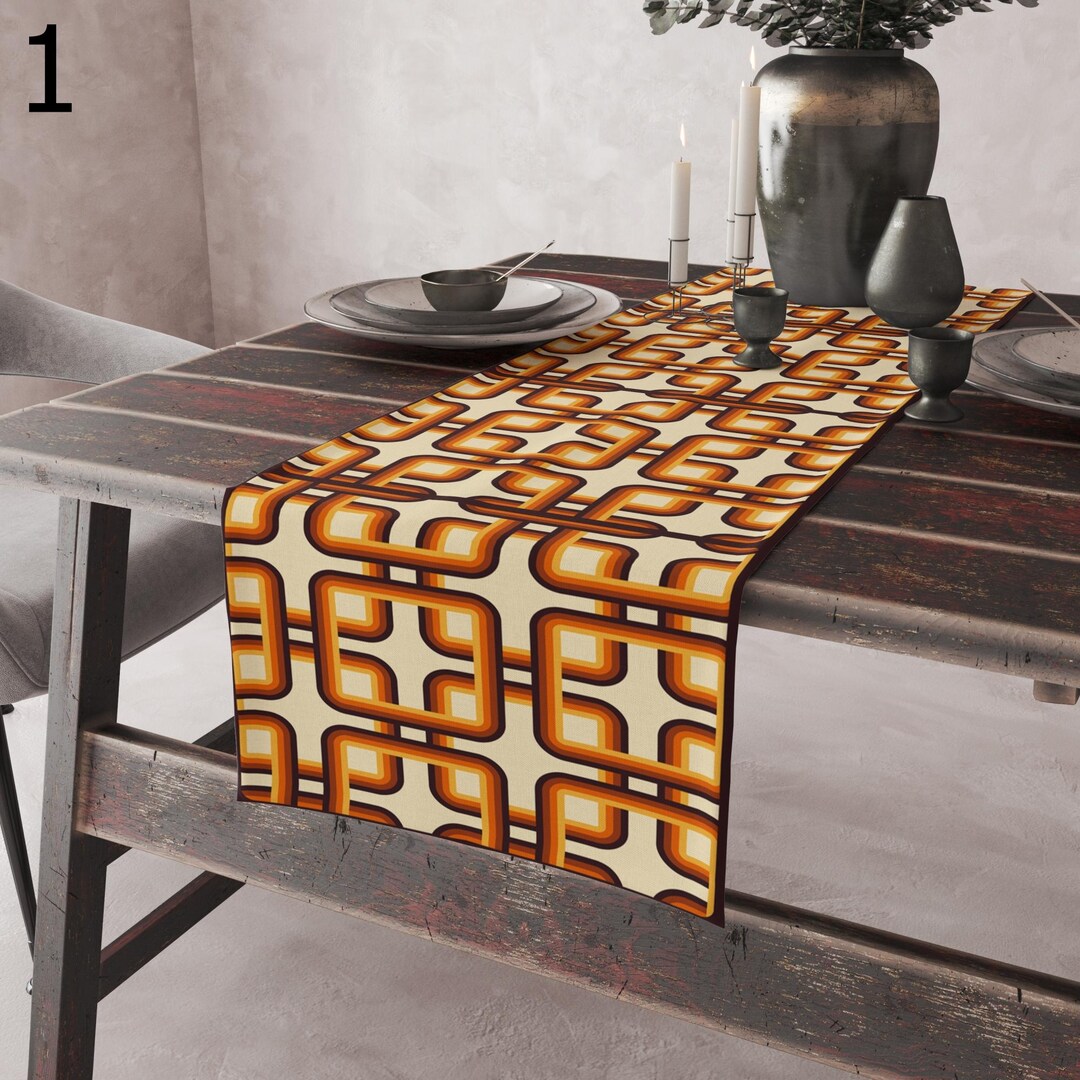 Mid Century Modern Table Runner, 70s Geometric Table Runners, Retro ...