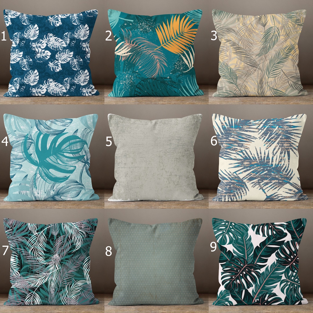 Tropical Pillow Covers, Palm Tree Leaves Cushion Cover, Botanical ...