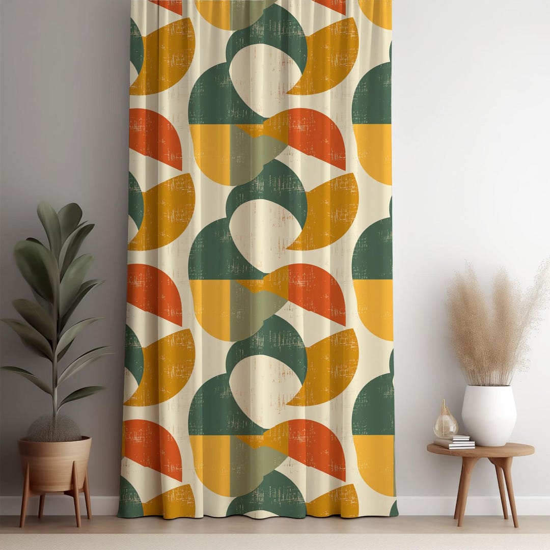 Mid Century Modern Curtains, 70s Curtains, Retro Blackout Curtain, 80s ...