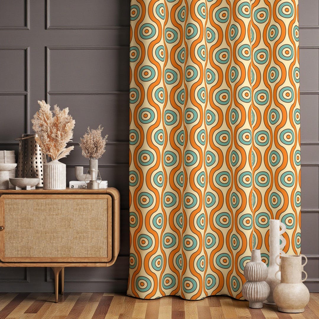 Mid Century Curtain Panels, 70s Retro Curtains, Mcm Panel, Retro Style ...