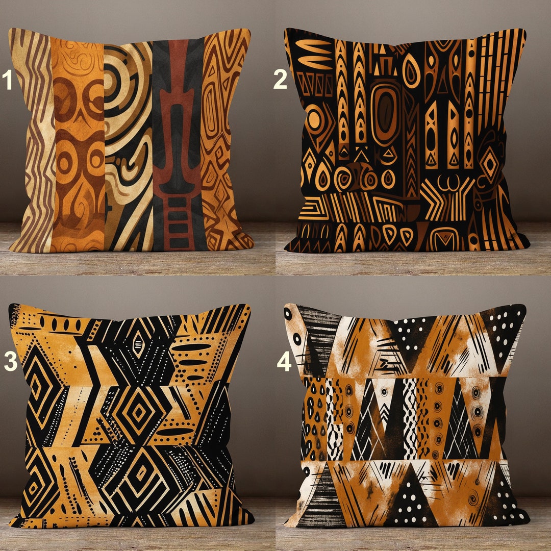 Africa Mudcloth Throw Pillow Covers, African Ethnic Mudcloth Pillowcase ...