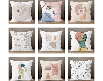 Abstract Line Art Pillow Cover Minimalistic Cushion Cover - Etsy