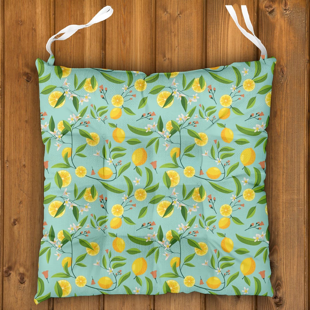 Lemon Chair Cushions, Fresh Citrus Seat Pads, Outdoor Patio Cushions ...