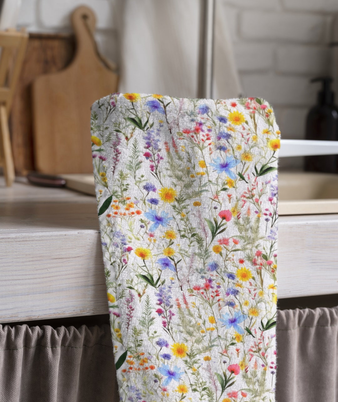 Floral Tea Towels, Wildflowers Dish Towel, Spring Flowers Towel ...