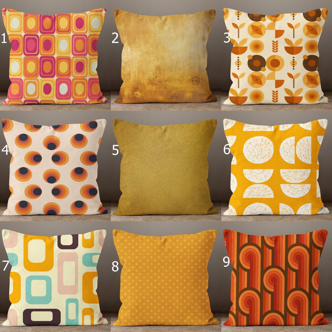 Orange Retro Pillowcase, 70s Style Home Decor Pillow Covers, Mid ...