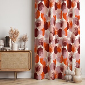 Mid Century Modern Curtain Panels, 70s Hippie Retro Boho Curtains, Orange Vintage Printed ...