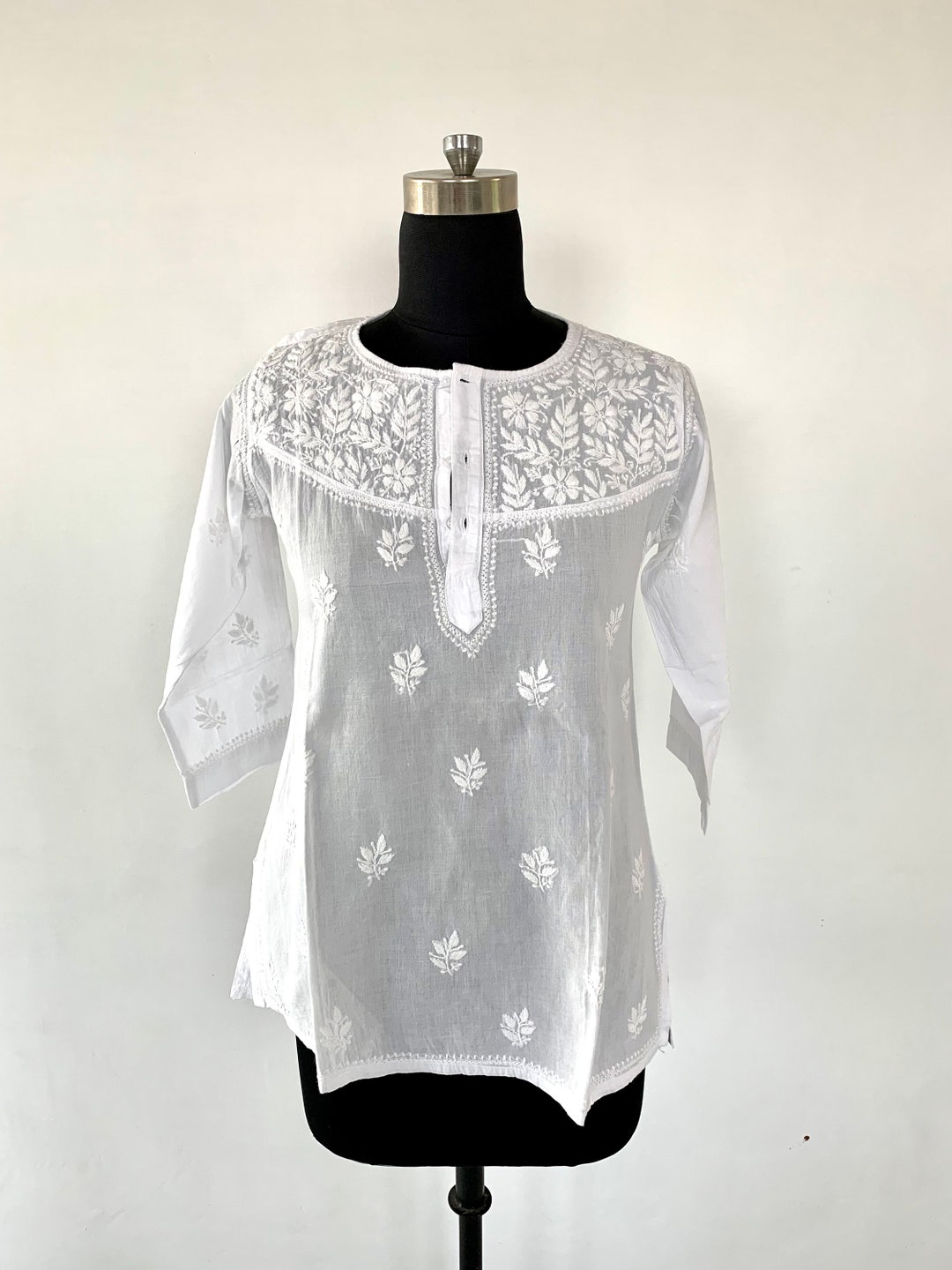 White Embroidered Cotton Tunic - Etsy