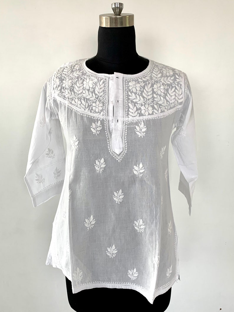 White Embroidered Cotton Tunic - Etsy