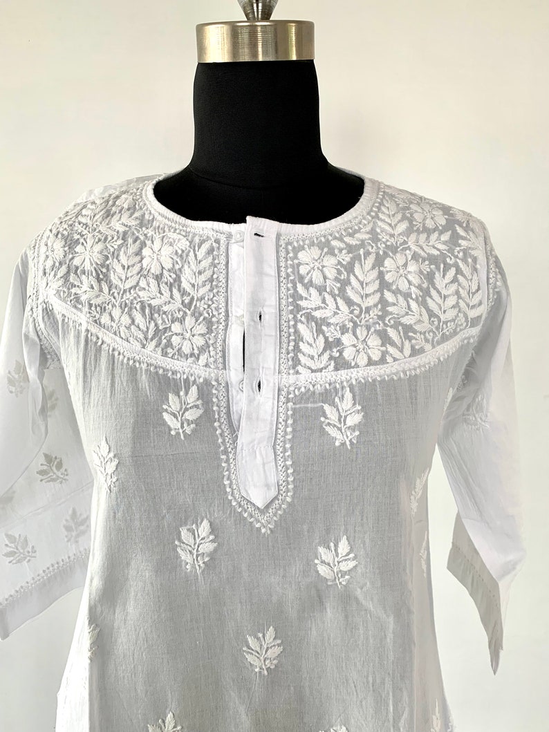 White Embroidered Cotton Tunic - Etsy