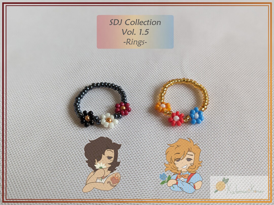 Joseph & Barry | Sunny Day Jack Ring | Flower Stretch Ring | Seed Bead ...