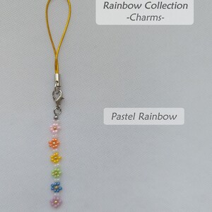 Rainbow Flower Charm: Seed Bead Daisy Chain, Handmade 80s Retro Pride ...