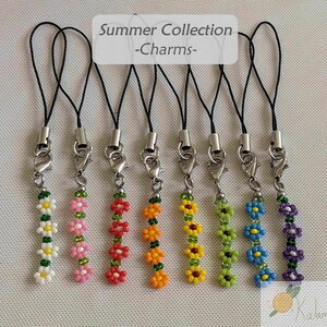 SUMMER: Flower Charm Flower Keychain Charm Seed Bead Phone Charm 100% ...