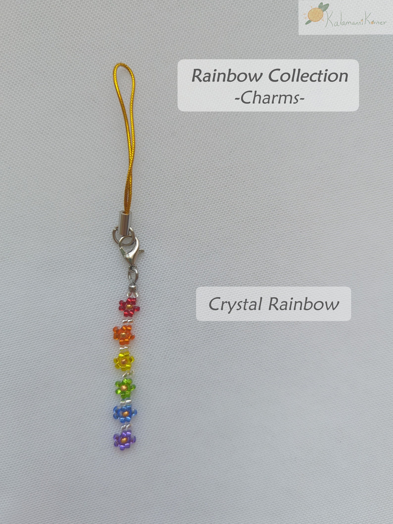 Rainbow Flower Charm: Seed Bead Daisy Chain, Handmade 80s Retro Pride ...