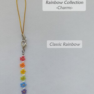 Rainbow Flower Charm: Seed Bead Daisy Chain, Handmade 80s Retro Pride ...