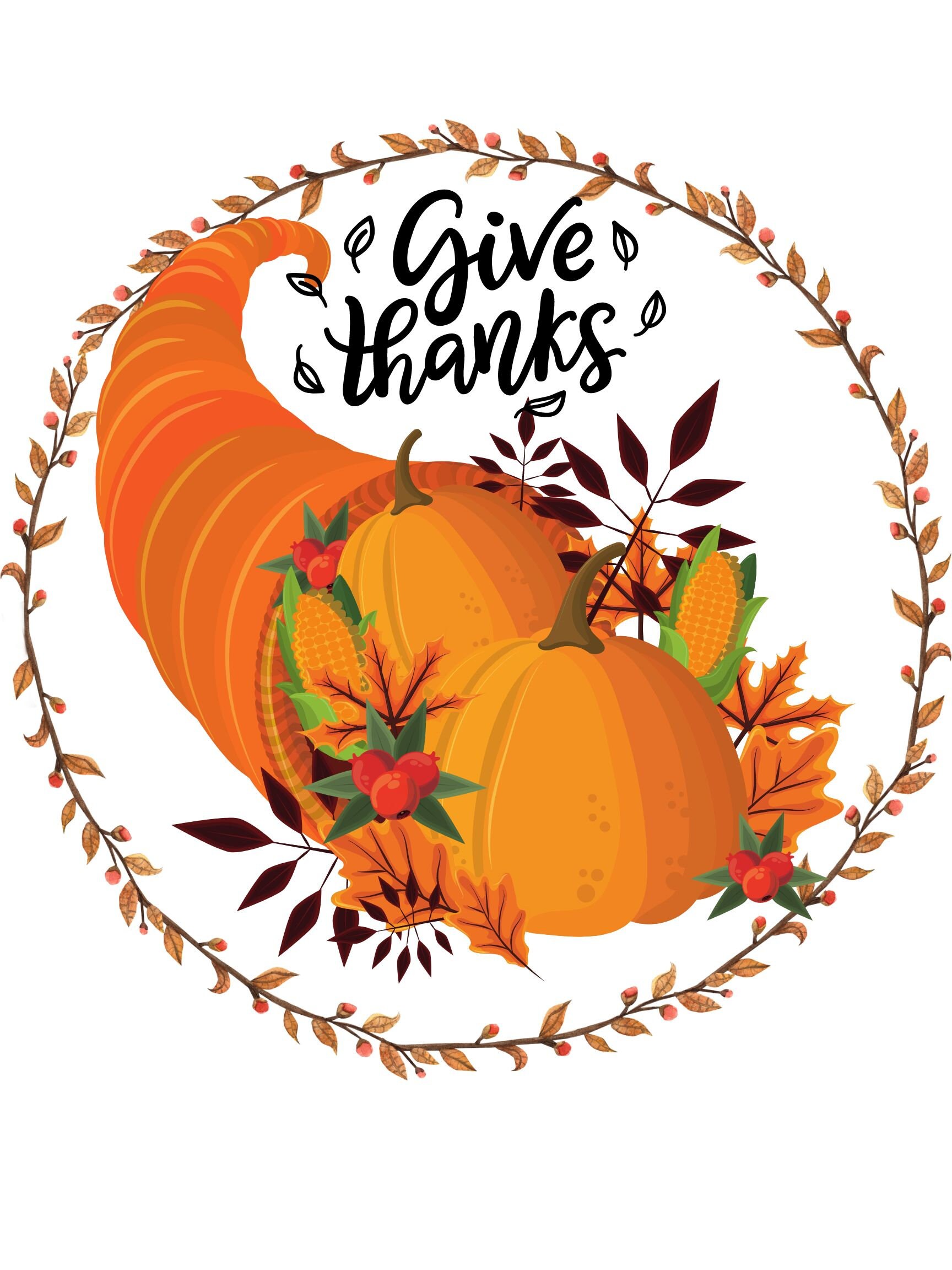Give Thanks Cornucopia Digital Print Happy Thanksgiving - Etsy