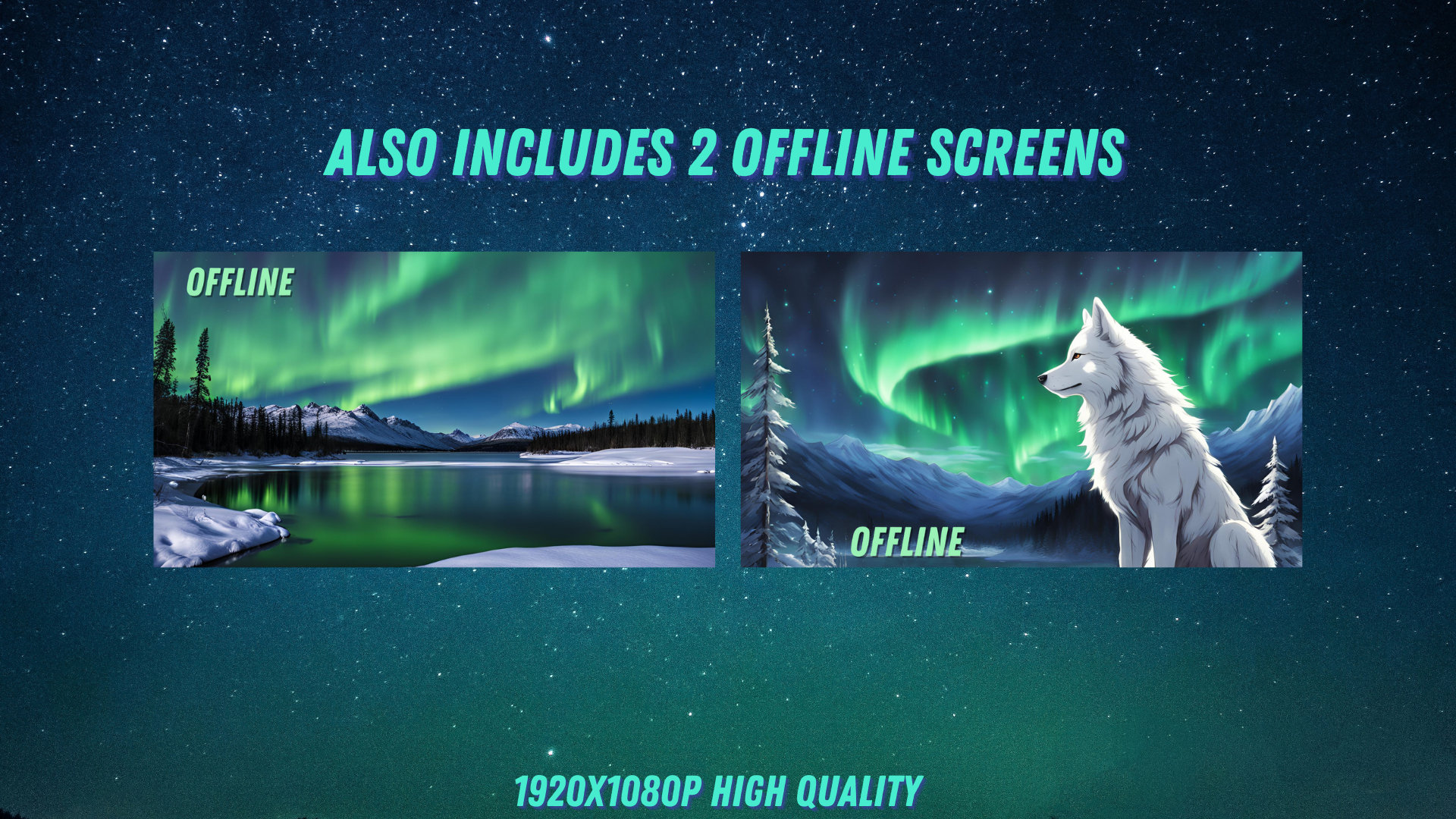 Northern Lights Animated Stream Screens Twitch OBS Kick Youtube Wolf ...
