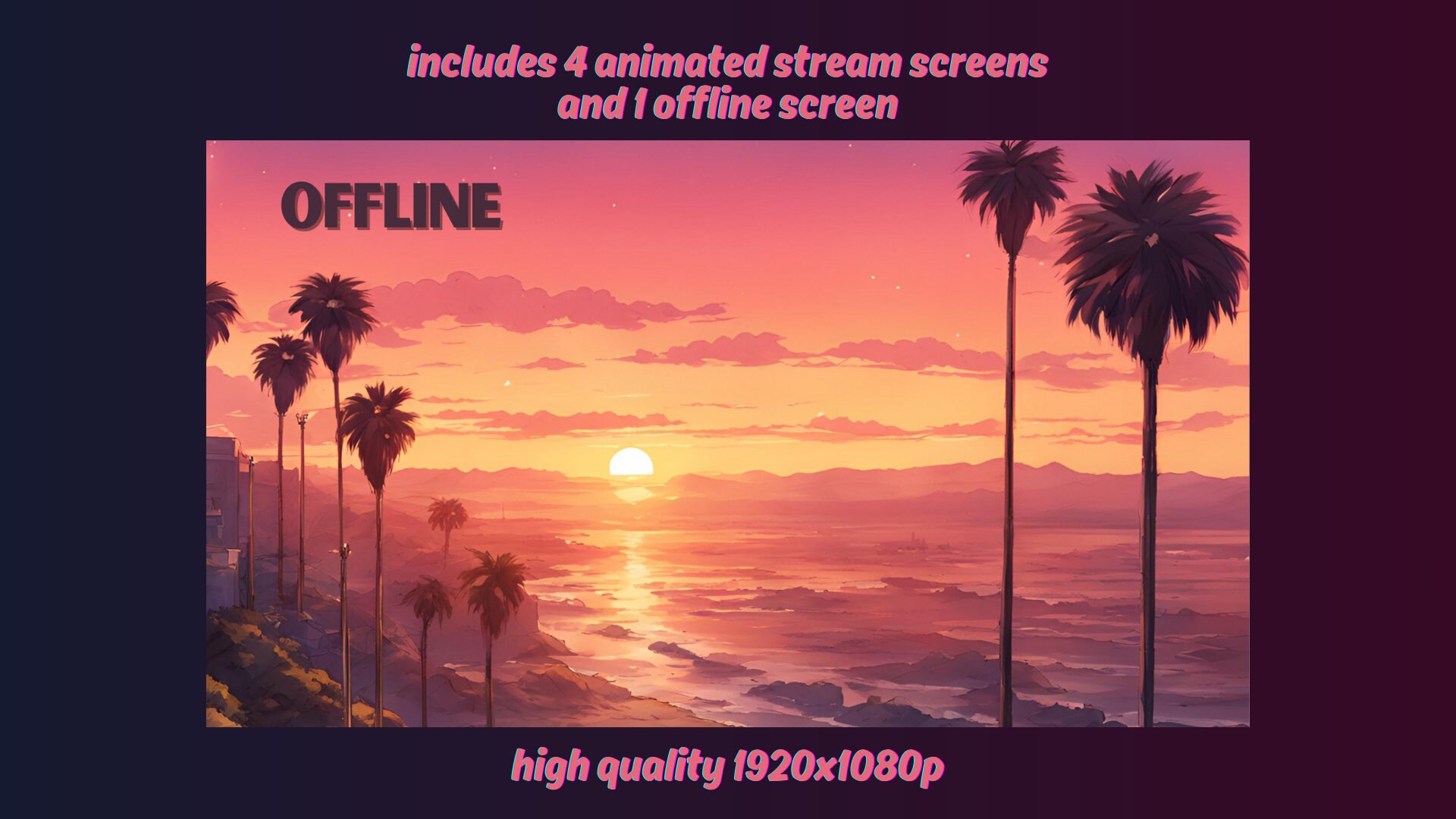 Animated Lofi Stream Screens California Coast Aesthetic Sunset Lofi ...