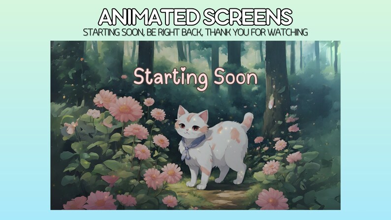 Kitty Animated Stream Screens Cute Kitty Overlay OBS Studios Twitch ...