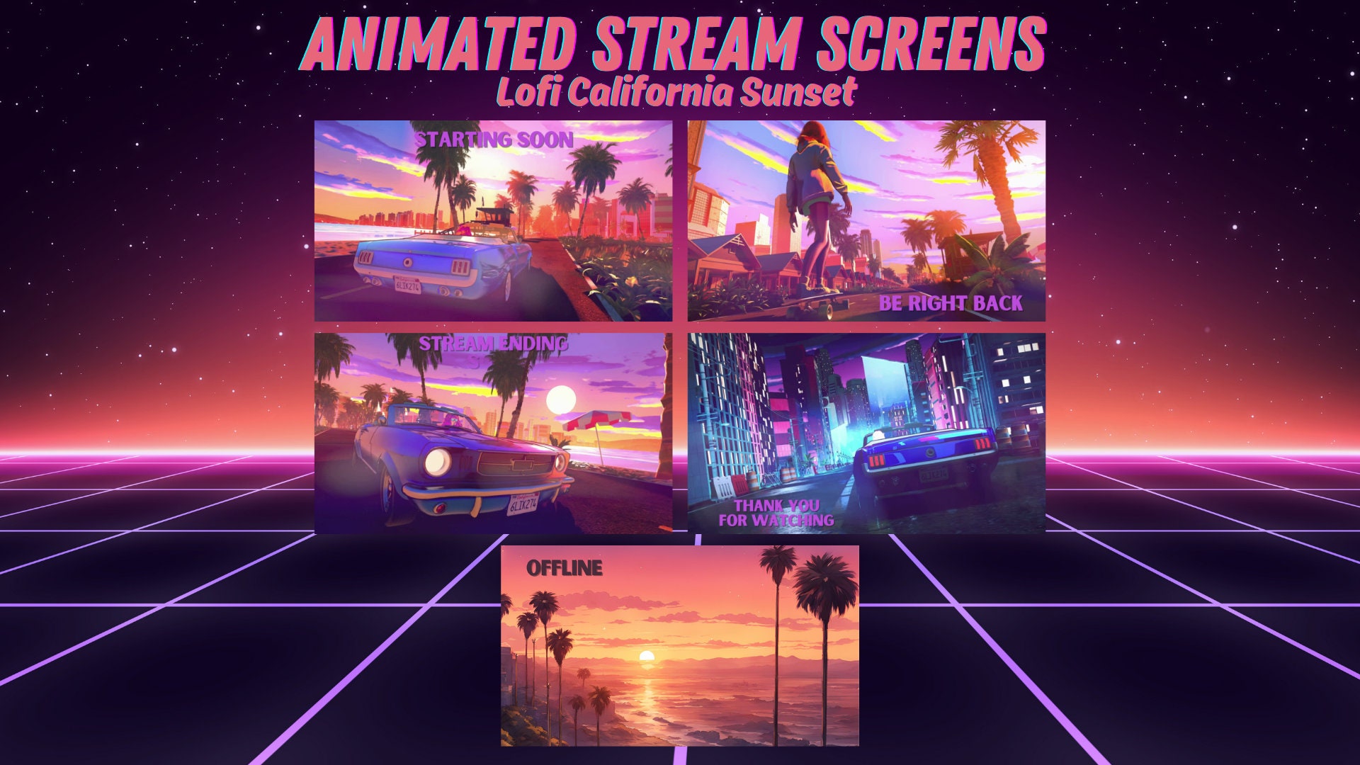 Animated Lofi Stream Screens California Coast Aesthetic Sunset Lofi ...