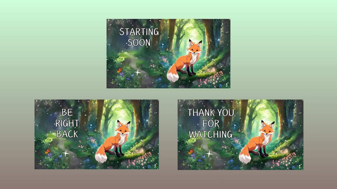 3 Animated Fox Stream Screens - Etsy