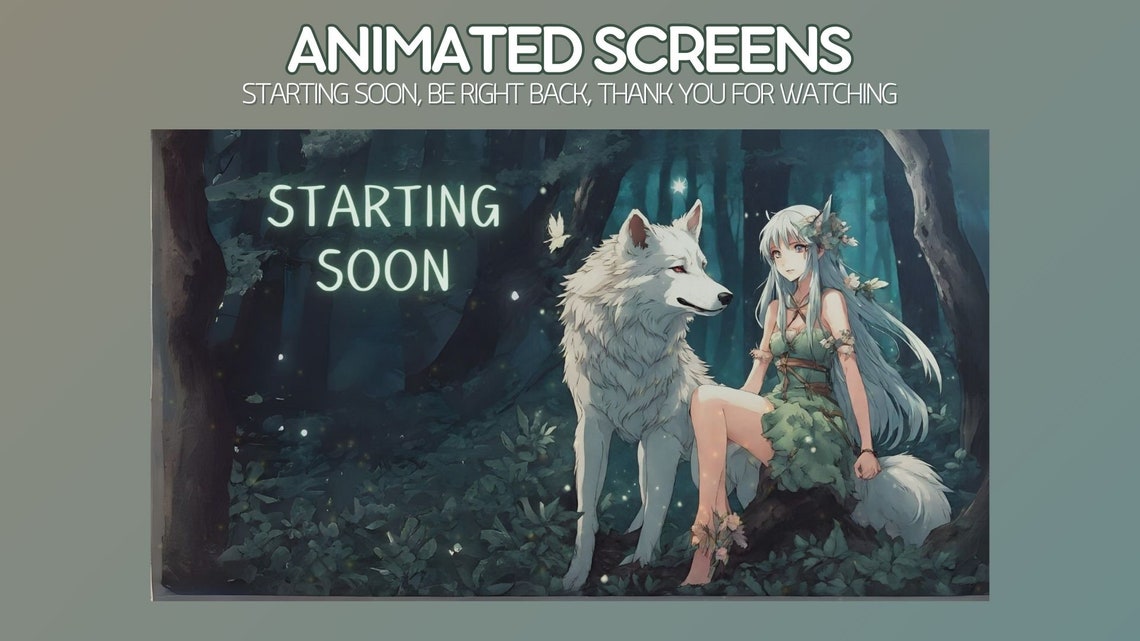 Wolf Fairy Animated Stream Overlay Screens Wolf Stream Overlay Twitch ...
