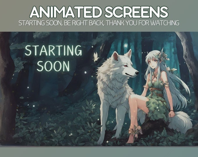 Wolf Fairy Animated Stream Overlay Screens Wolf Stream Overlay Twitch Overlay Fairycore Overlay ...