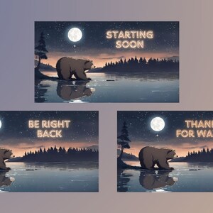 3 Animated Bear Stream Screens Cute Cozy Wildlife Overlay - Etsy