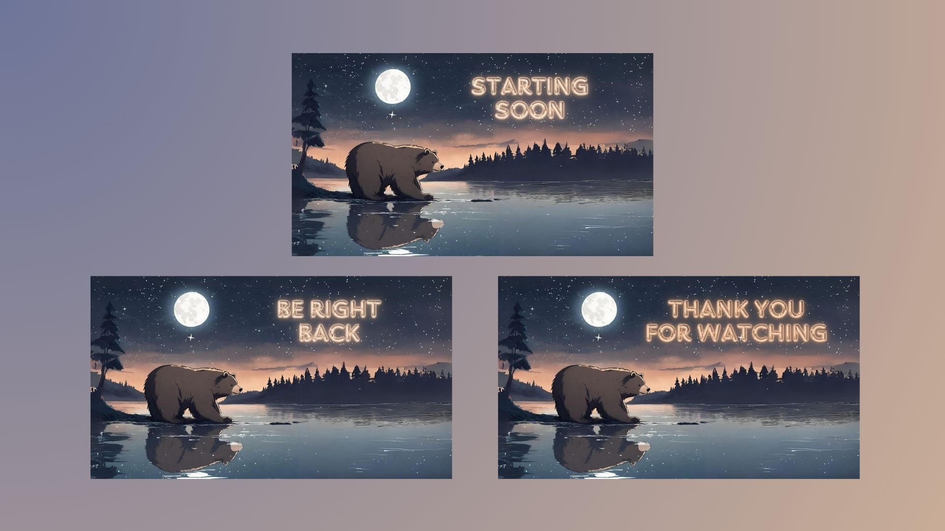 3 Animated Bear Stream Screens Cute Cozy Wildlife Overlay - Etsy
